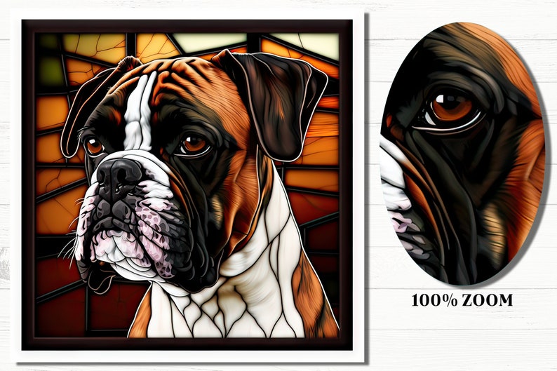 Boxer Stained Glass Sublimation Design, Stained Glass Dog, Stained ...