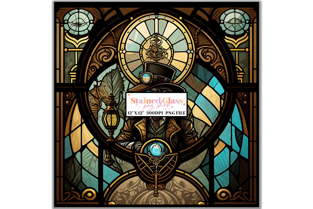 Steam Punk Stained Glass Sublimation Design, Stained Glass Pattern ...