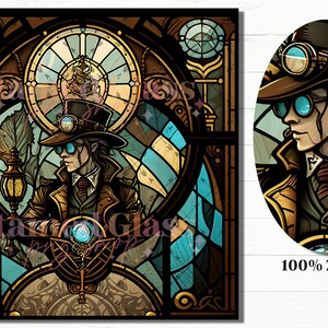 Steam Punk Stained Glass Sublimation Design, Stained Glass Pattern ...