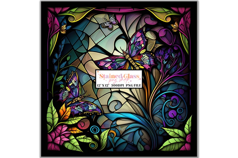 Butterfly Stained Glass Sublimation Designs Stained Glass - Etsy