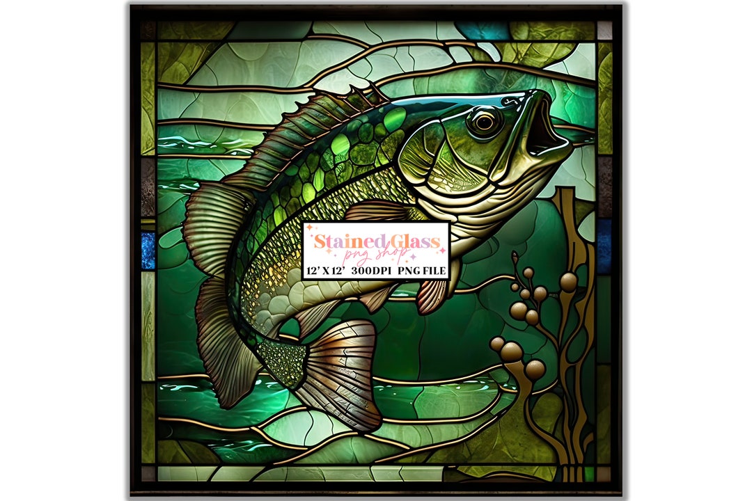 Bass Stained Glass Sublimation Designs, Stained Glass Pattern, Stained ...