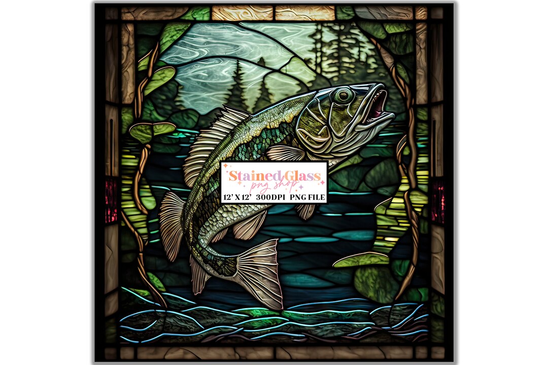 Bass Stained Glass Sublimation Designs, Stained Glass Pattern, Stained ...