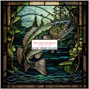 Bass Stained Glass Sublimation Designs, Stained Glass Pattern, Stained ...