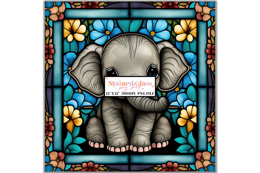 Elephant Stained Glass Sublimation Designs, Stained Glass Pattern ...
