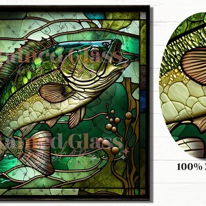 Bass Stained Glass Sublimation Designs, Stained Glass Pattern, Stained ...