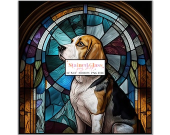Beagle Stained Glass PNG Beagle Glass Design for Tumbler - Etsy