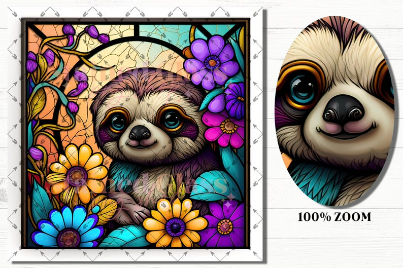 Sloth Stained Glass Sublimation Designs Stained Glass - Etsy