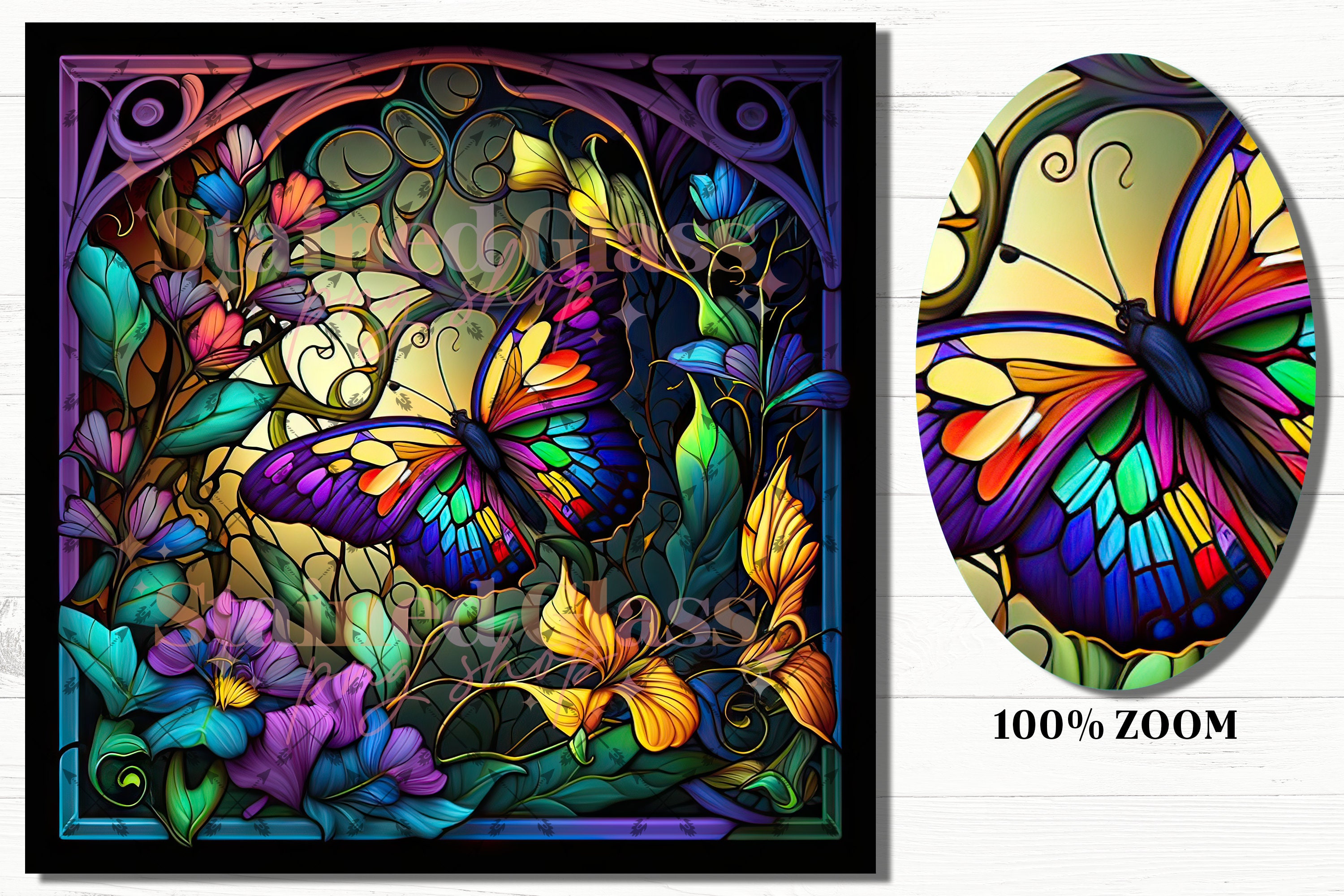 Butterfly Stained Glass Sublimation Designs, Stained Glass Pattern ...