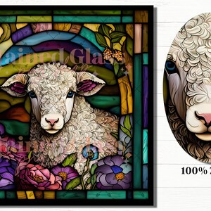 Lamb Stained Glass Sublimation Designs, Stained Glass Pattern, Stained ...