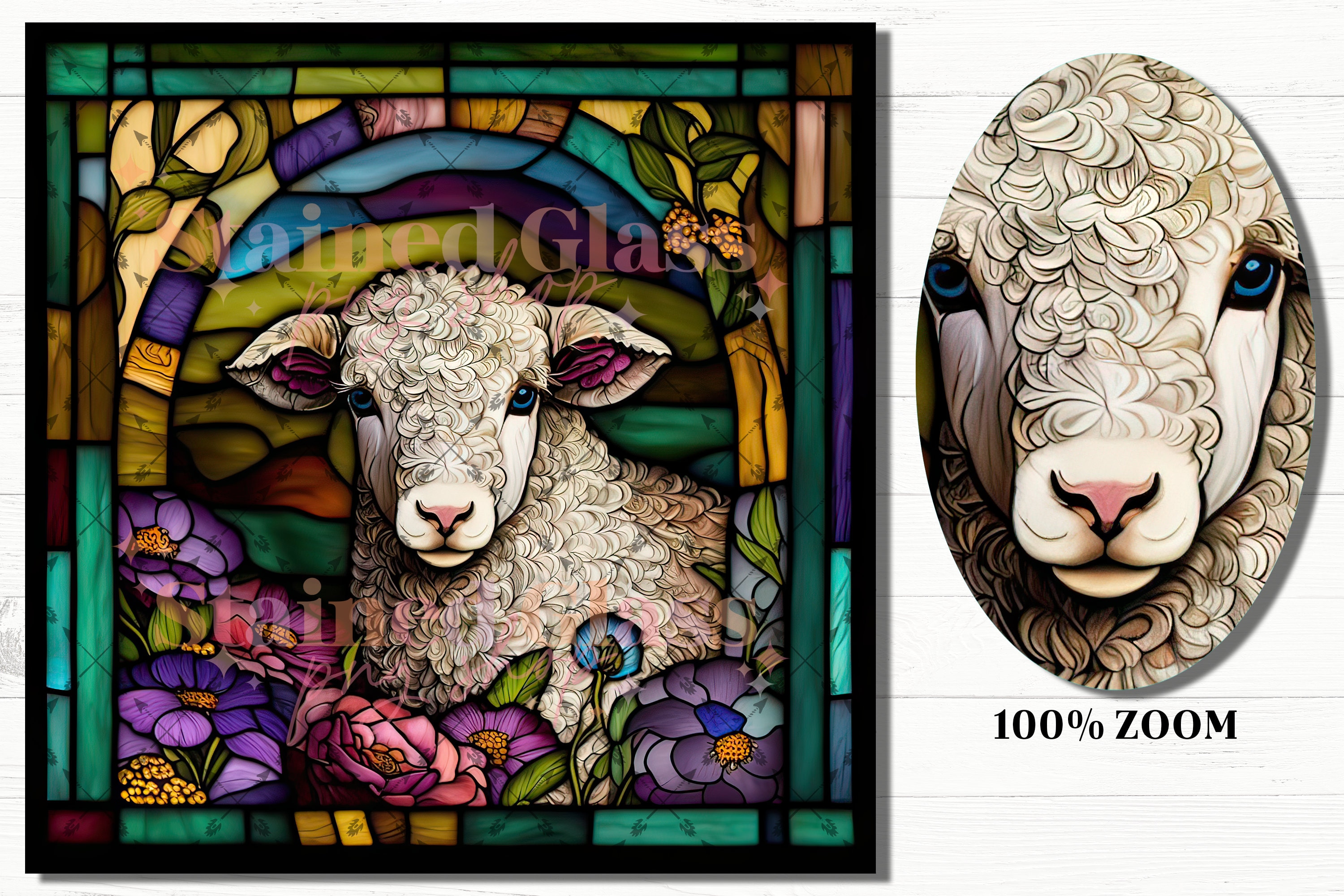 Lamb Stained Glass Sublimation Designs Stained Glass Pattern - Etsy