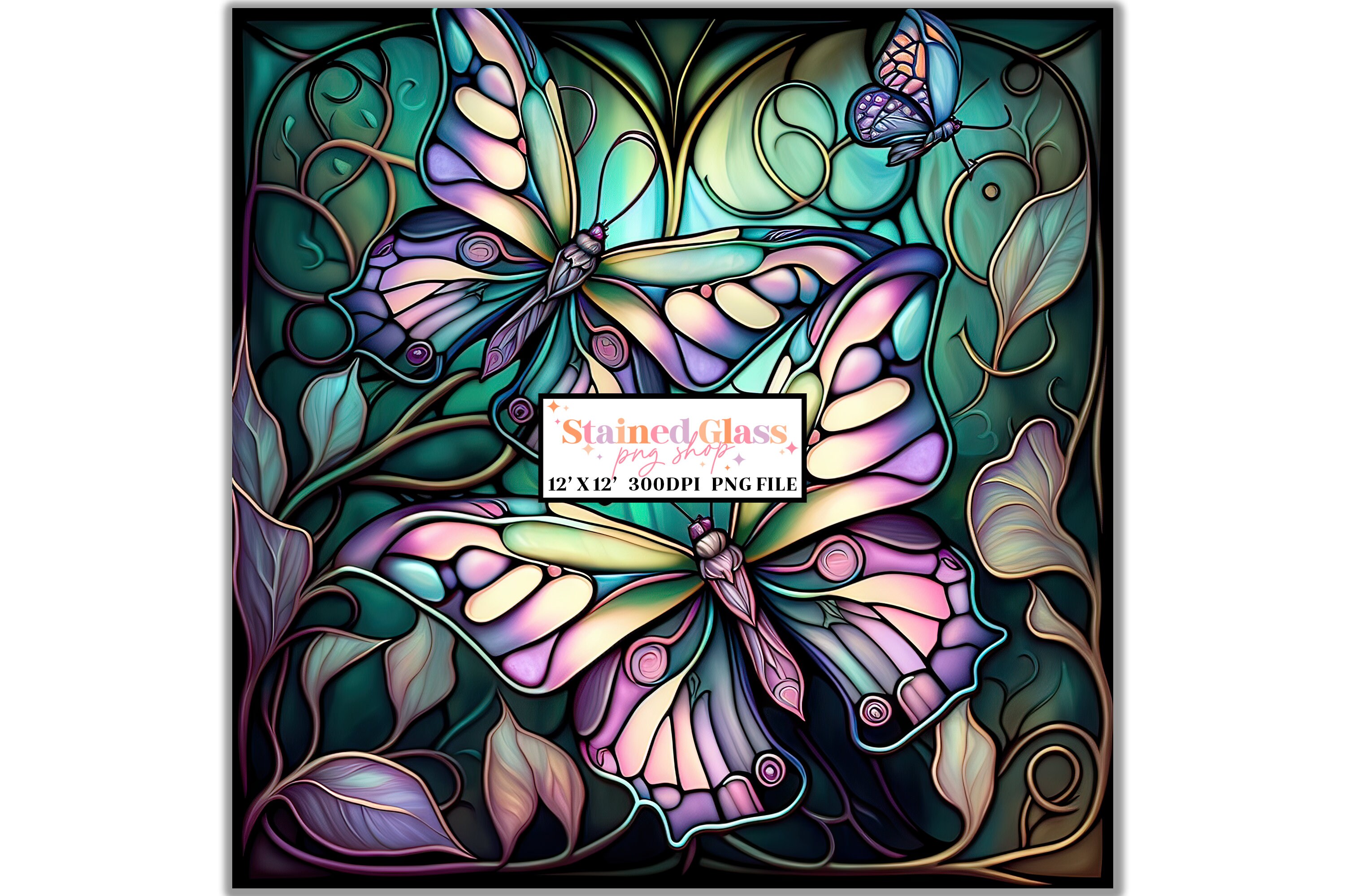 Butterfly Stained Glass Sublimation Designs, Stained Glass Pattern ...