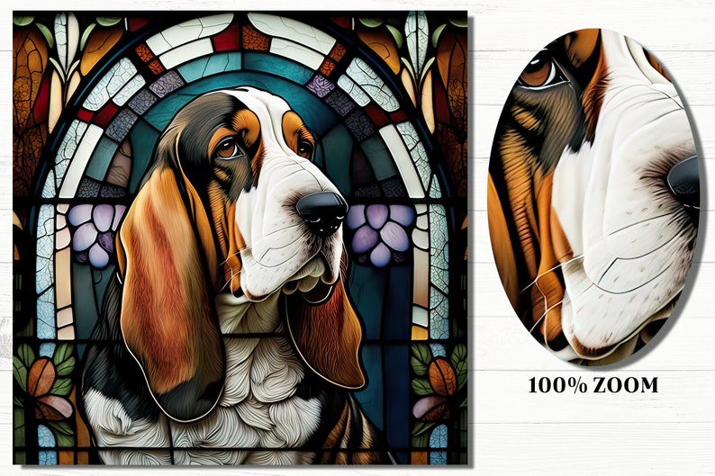 Basset Hound Stained Glass Sublimation Design, Stained Glass Dog ...