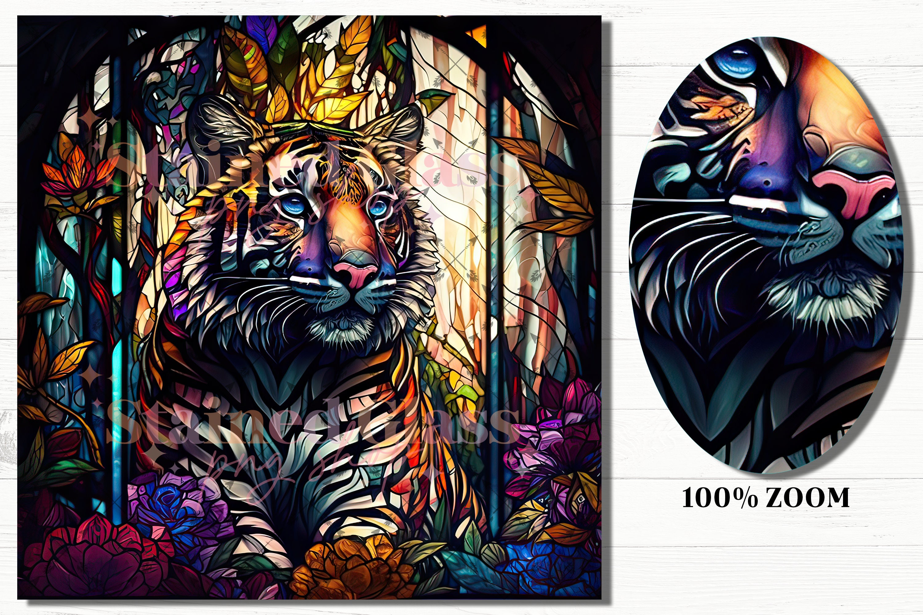 Tiger Stained Glass Sublimation Design Stained Glass Pattern - Etsy