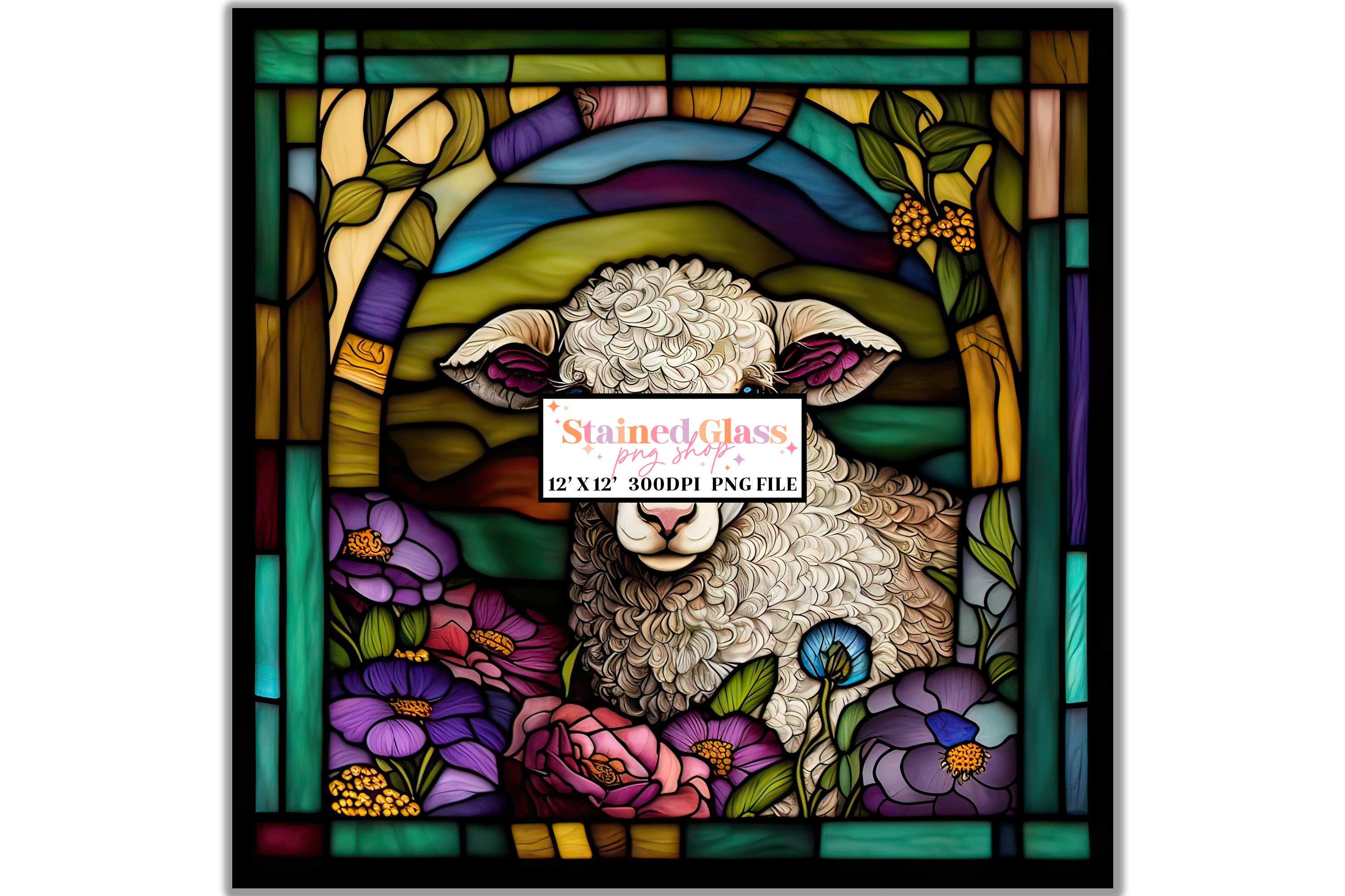 Lamb Stained Glass Sublimation Designs Stained Glass Pattern - Etsy