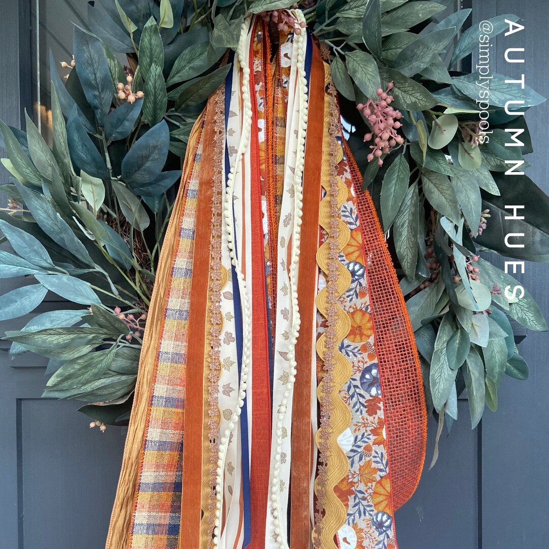 Autumn Hues Ribbon Set: Rust, Navy, Mustard, Cream, Leaves Ribbon ...