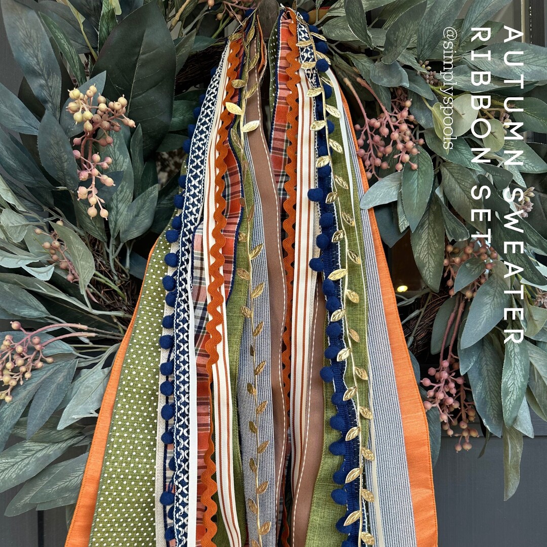 Autumn Sweater Ribbon Set: Navy, Rust, Cream, Tan Ribbon Bundle - Etsy