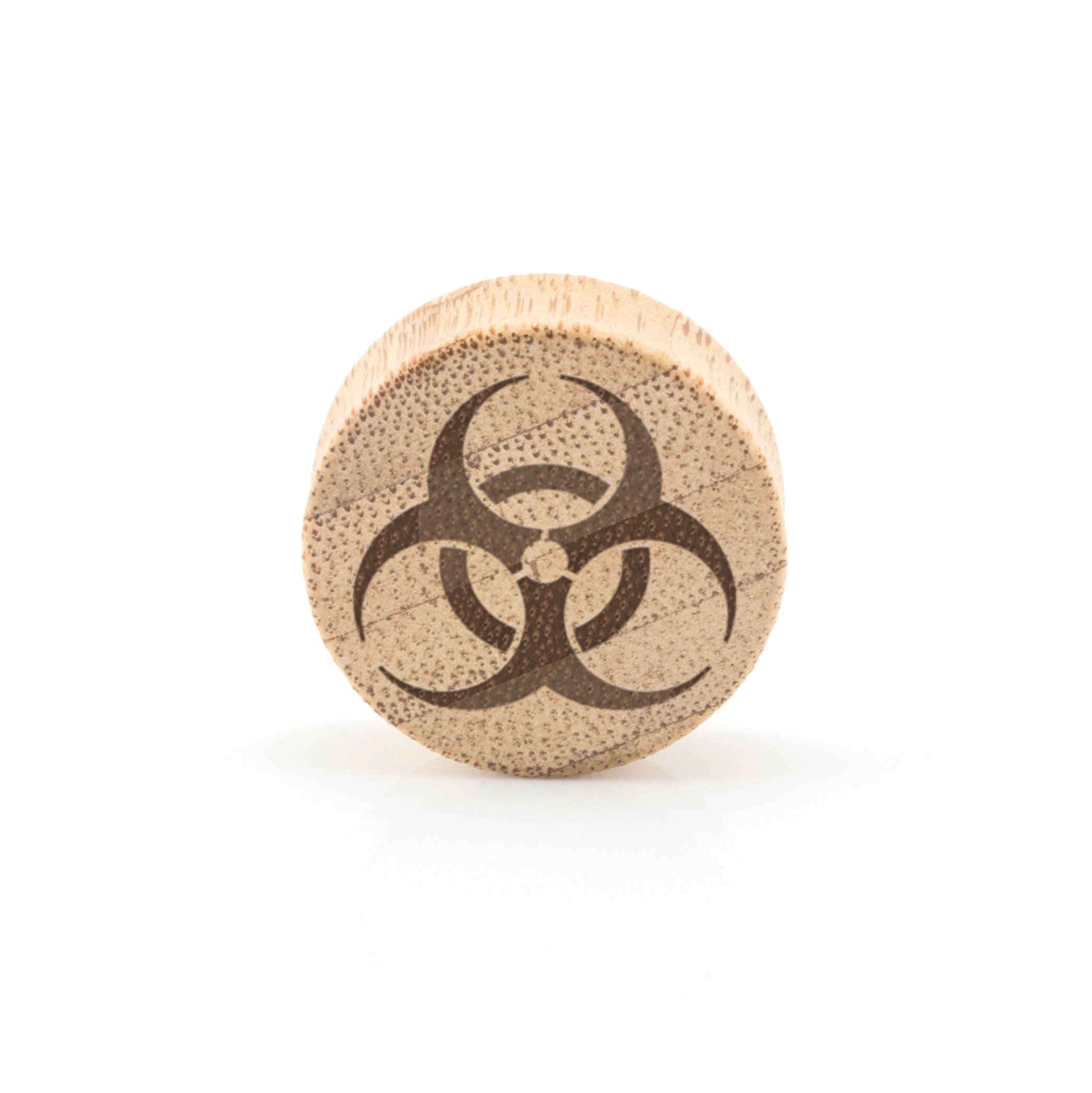 Biohazard Wood Ear Plug Ear Gauge Laser Engraved Bamboo & - Etsy