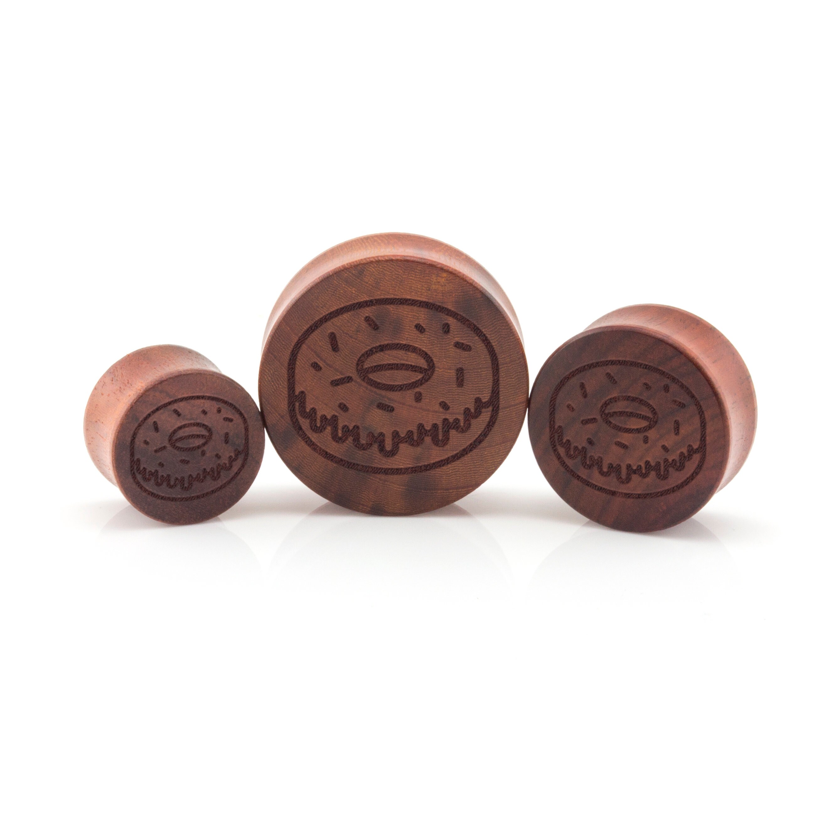 Donut Doughnut Wood Ear Plug Ear Gauge Laser Engraved Bamboo - Etsy