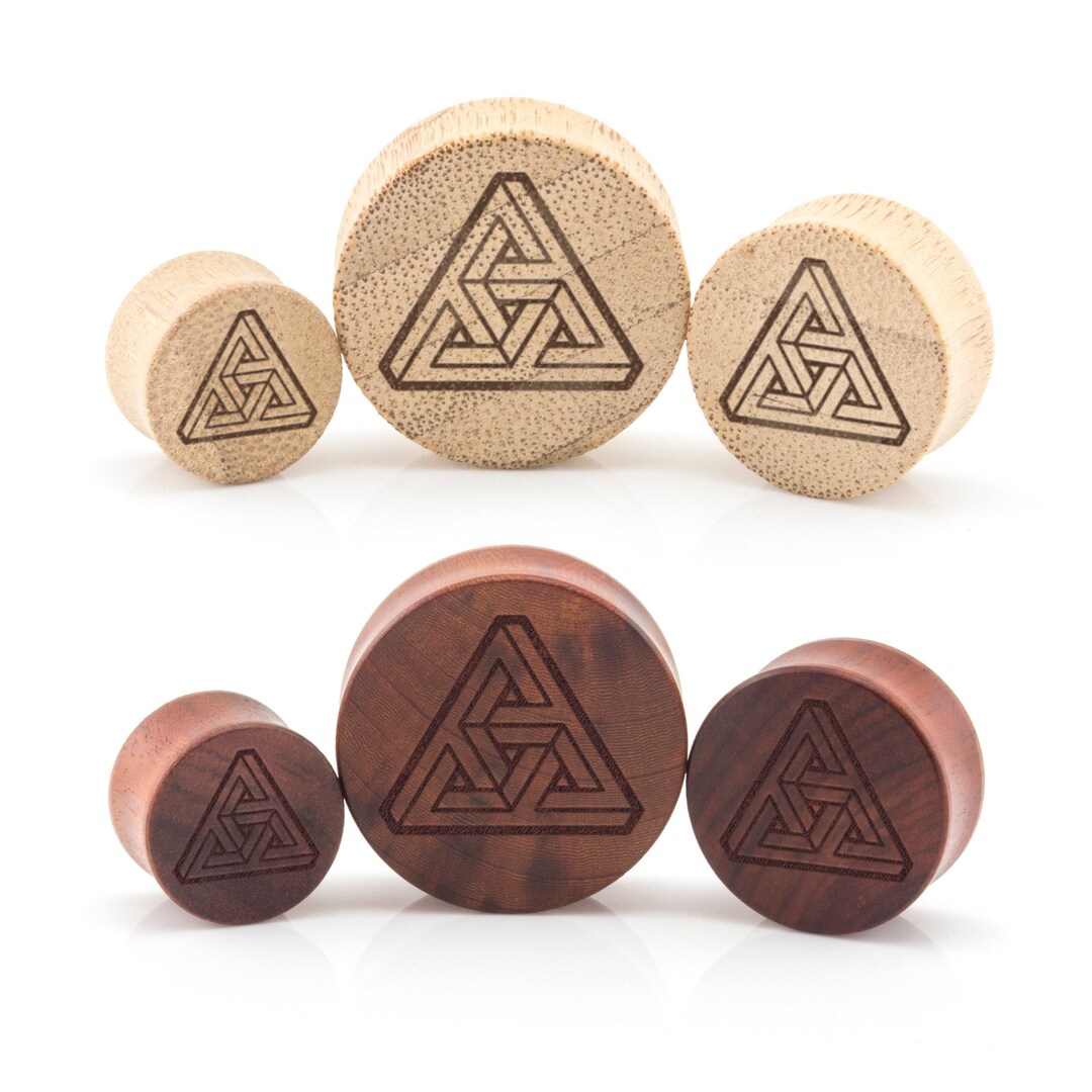 Penrose Triangle Wood Ear Plug Ear Gauge Laser Engraved - Etsy