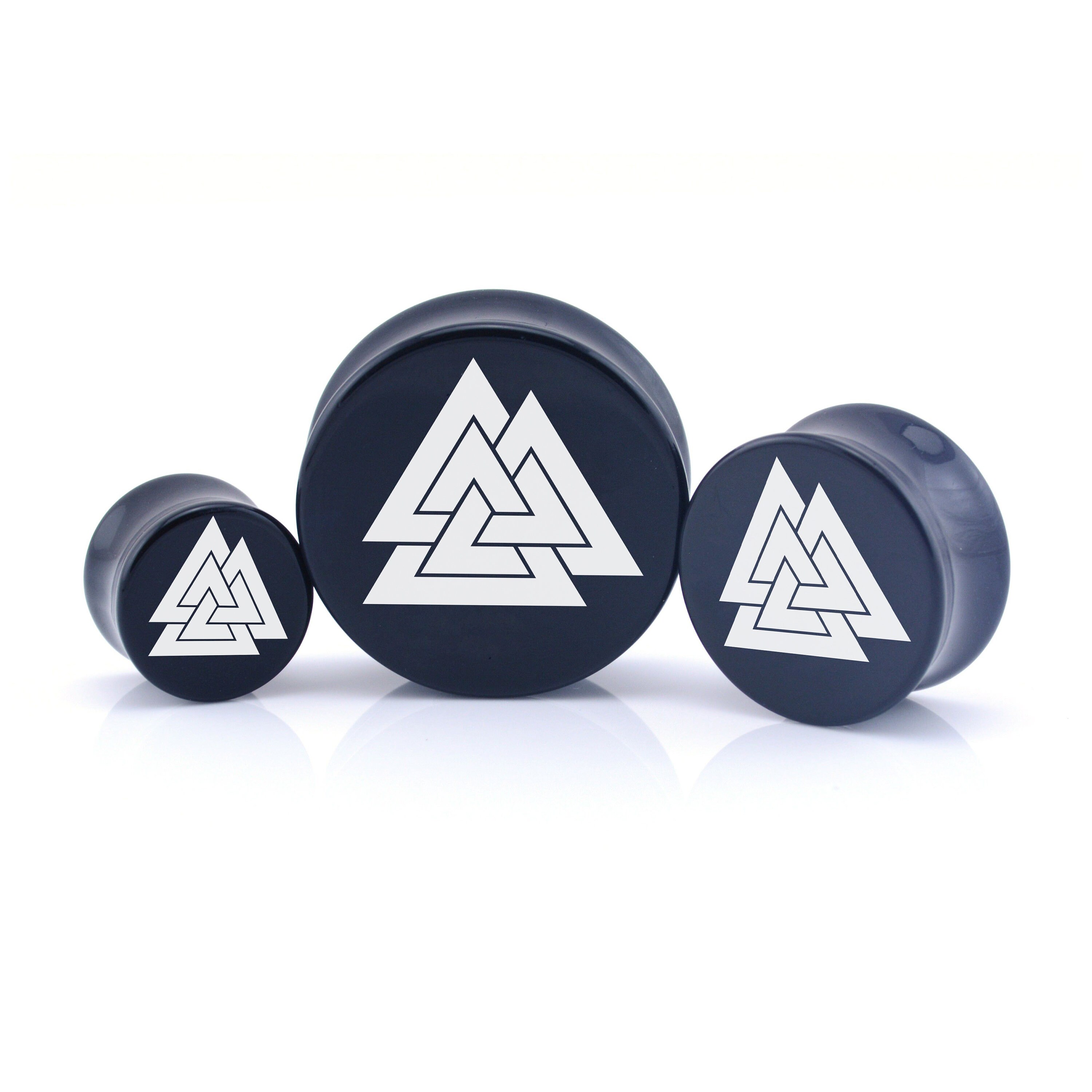 Valknut Black Agate Stone Ear Plug UV Printed Natural Stone - Etsy