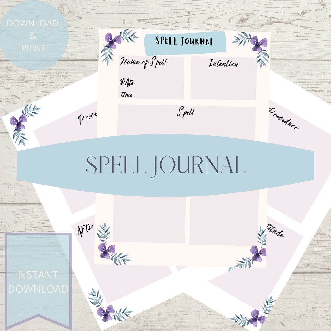 Spell Journal 2 Pages Blank Grimoire Templates BOS Printable - Etsy