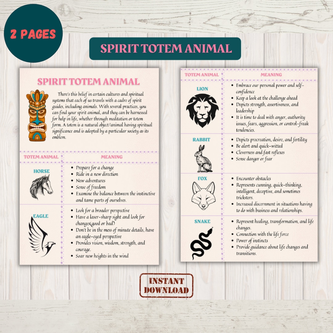 Spirit Animal Cheat Sheet + How to Identify Your Spirit Animal - Etsy