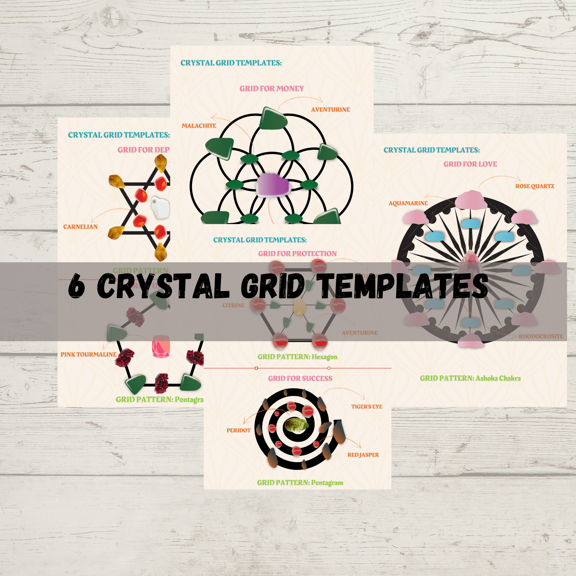 Crystal Grid Template Grimoire Pages| Witchcraft Book| Book of Shadows ...