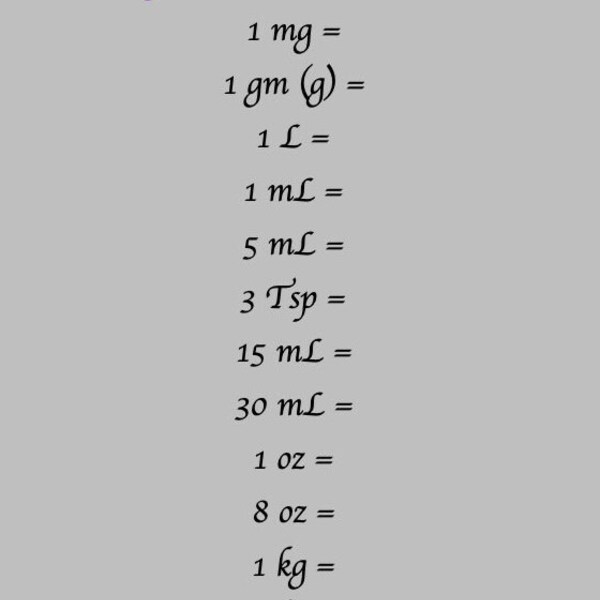 Nursing Dosage and Calculation Conversions - Etsy