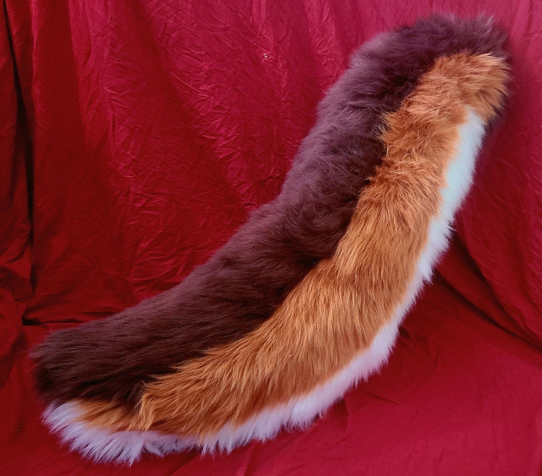 Brown and White Wolf Tail - Etsy