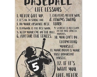 Baseball Life Lessons Poster - Etsy