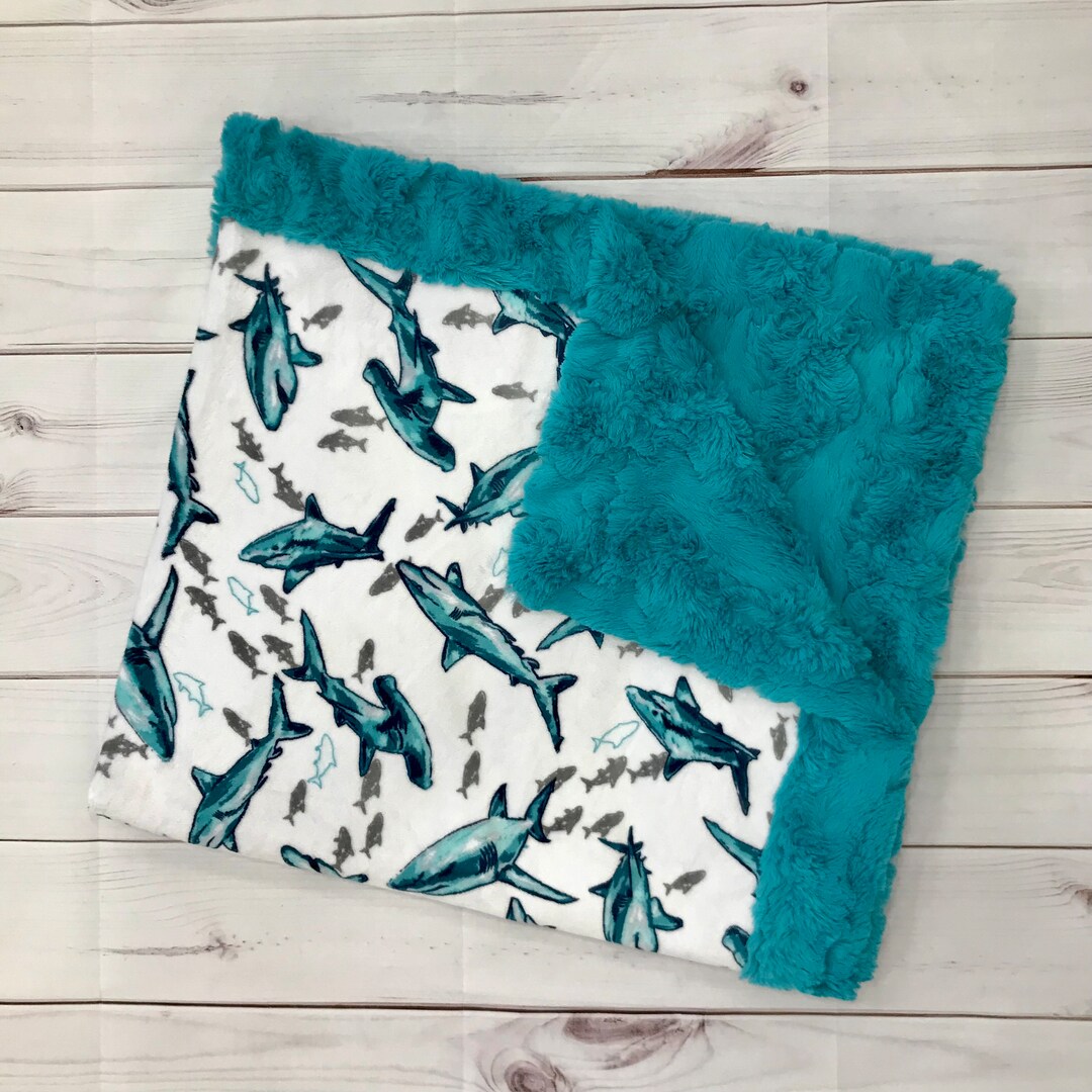 Baby Shark Blanket, Shark Minky Blanket, Ocean Theme Blanket, Blue ...