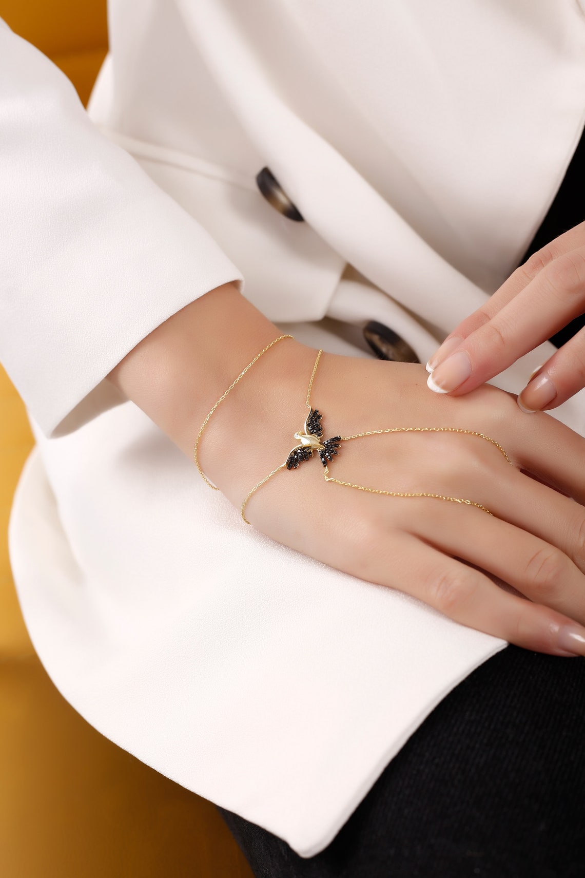 925k Silver Phoenix Hand Chain Silver Chain Bracelet - Etsy