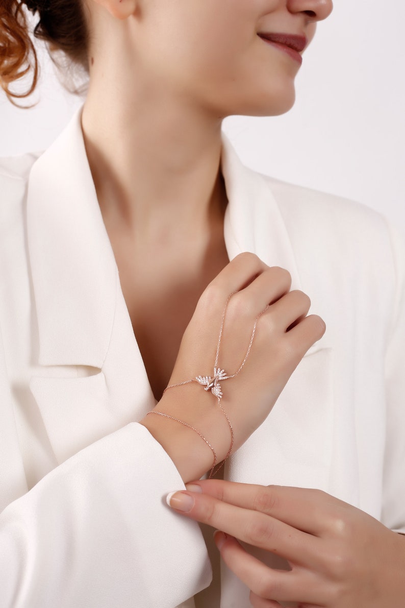 925k Silver Phoenix Hand Chain Silver Chain Bracelet - Etsy