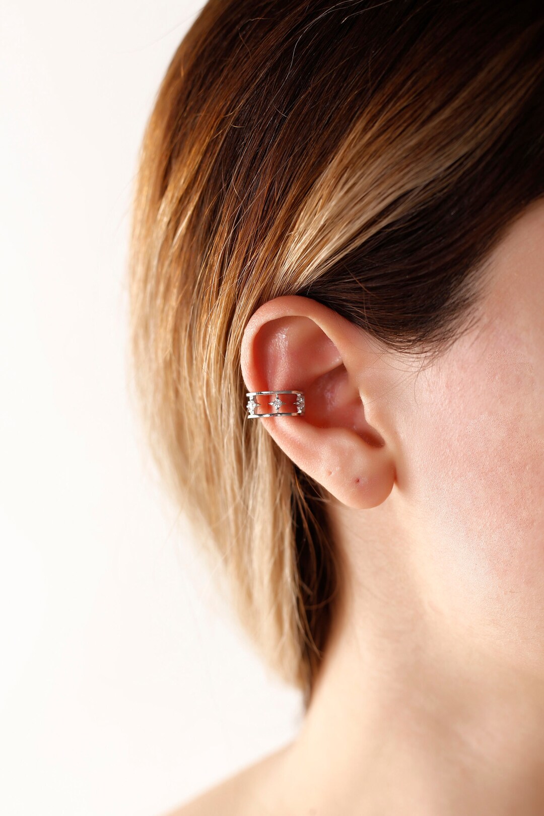 Star Silver Ear Cuff ,sterling Silver Ear Cuff, No Pierce Earrings ...