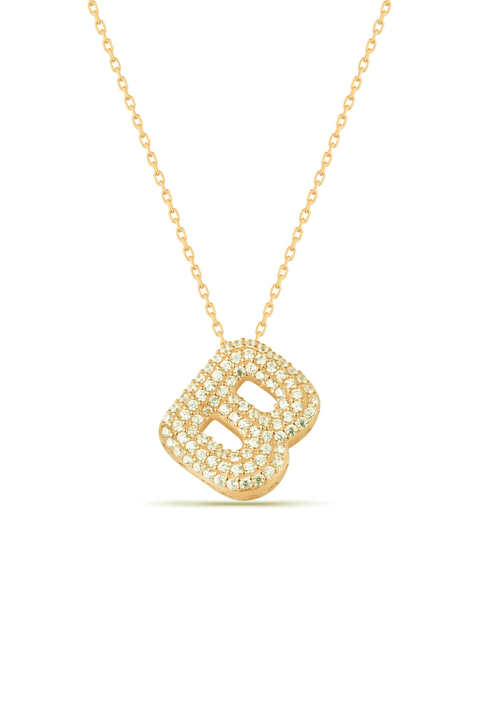 14K Gold Diamond Initial Necklace, Letter Necklace, Gold Diamond ...