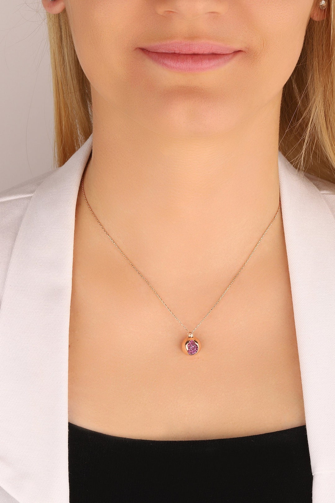 Pomegranate Necklace in 925k Silver - Etsy