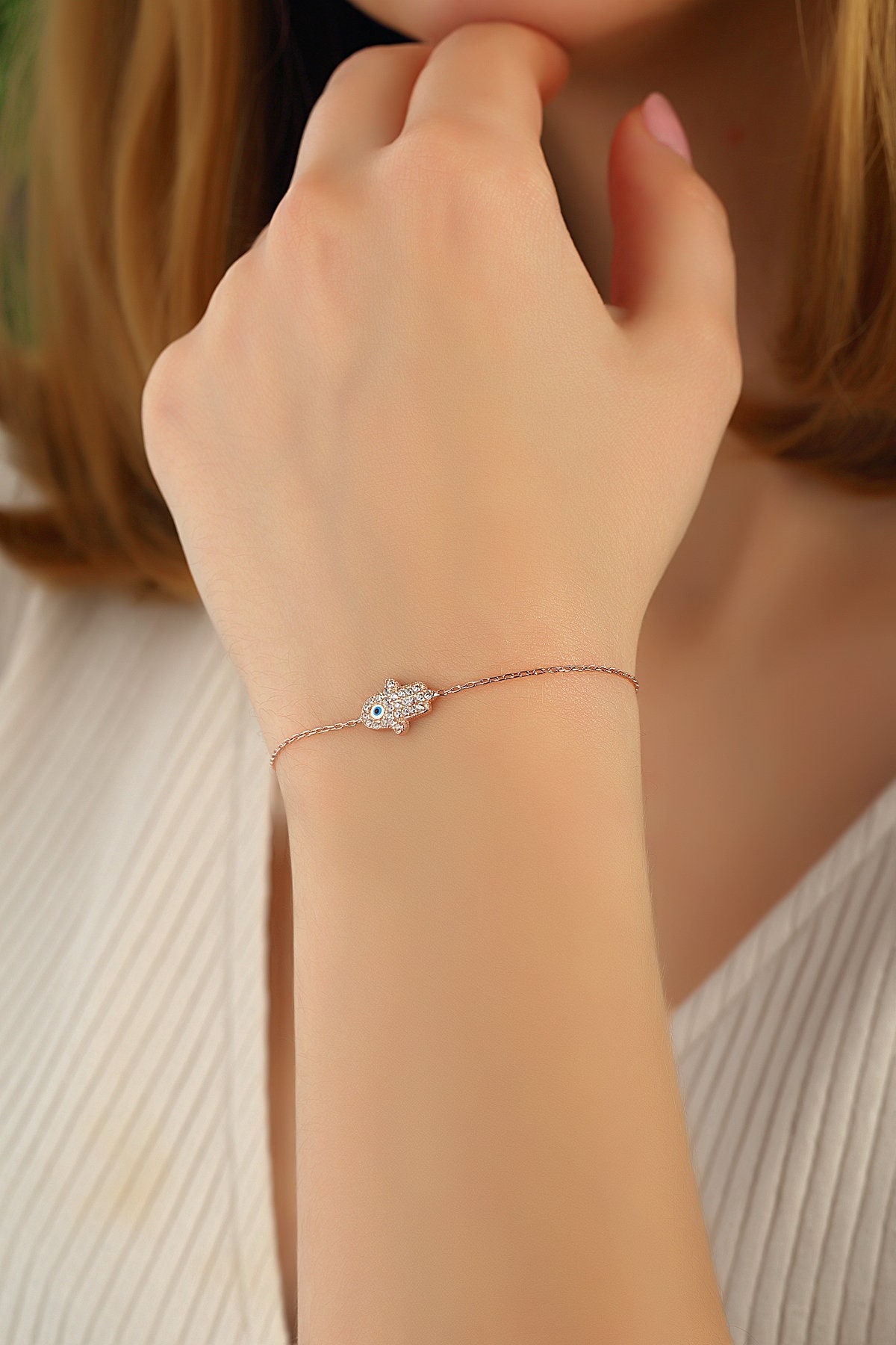 Silver Enameled Eye Bracelet Eye Bracelet Dainty Adjustable - Etsy