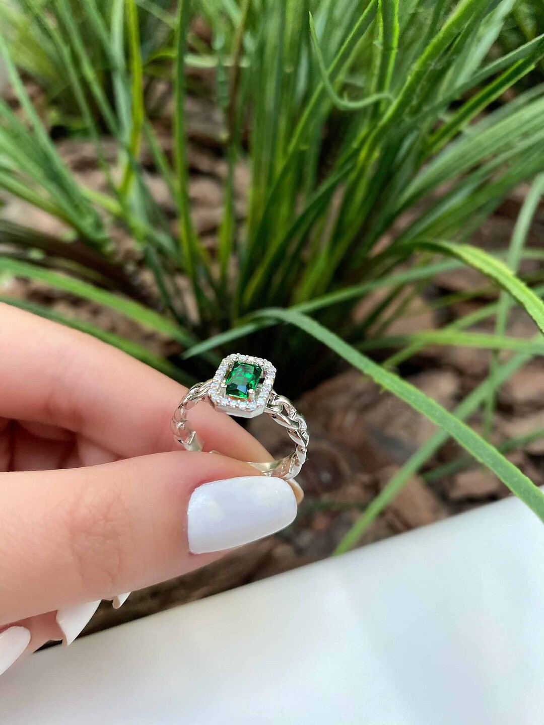 Silver Adjustable Baguette Ring Baguette Cut Solitaire Sterling Silver ...