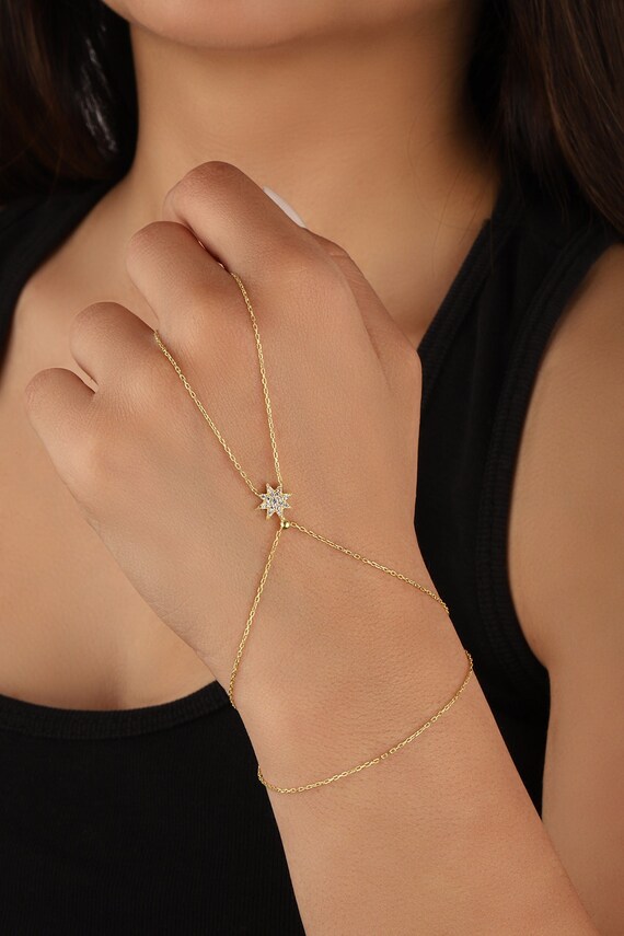 925k Silver Star Hand Chain Silver Chain Bracelet Silver | Etsy