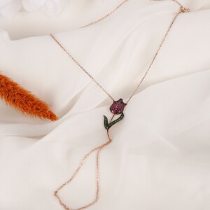 925k Silver Tulip Flower Hand Chain , Silver Chain Bracelet , Silver ...