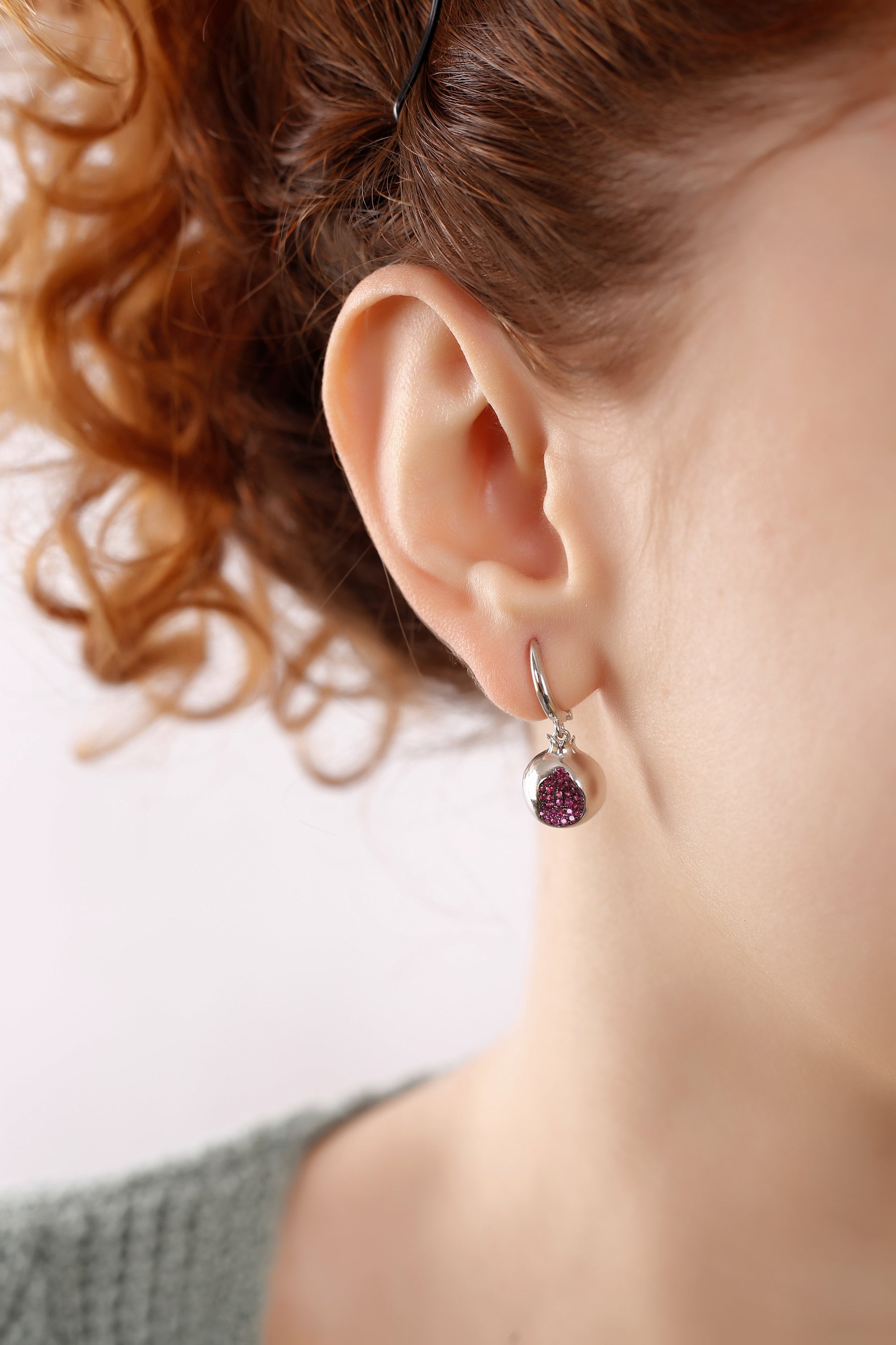 Pomegranate Silver Earrings Pomegranate Earrings Dainty - Etsy