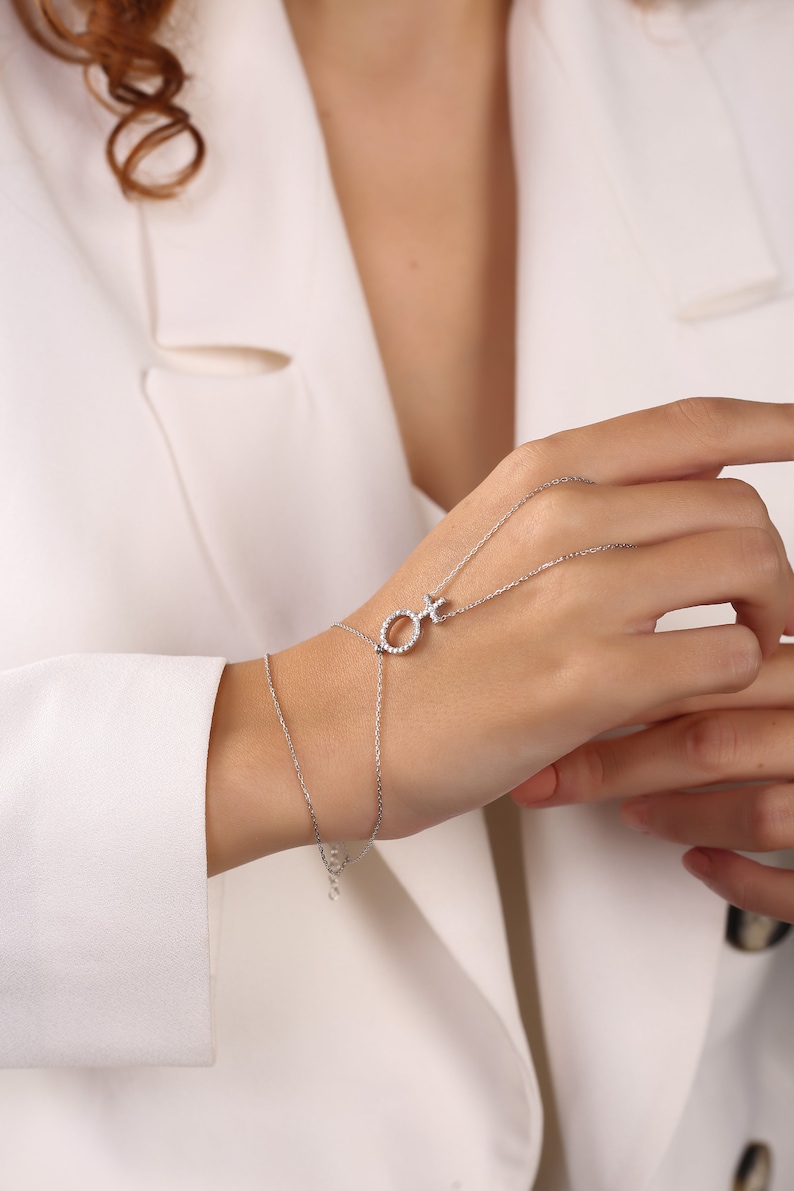 925k Silver Venus Woman Symbol Hand Chain Silver Chain - Etsy