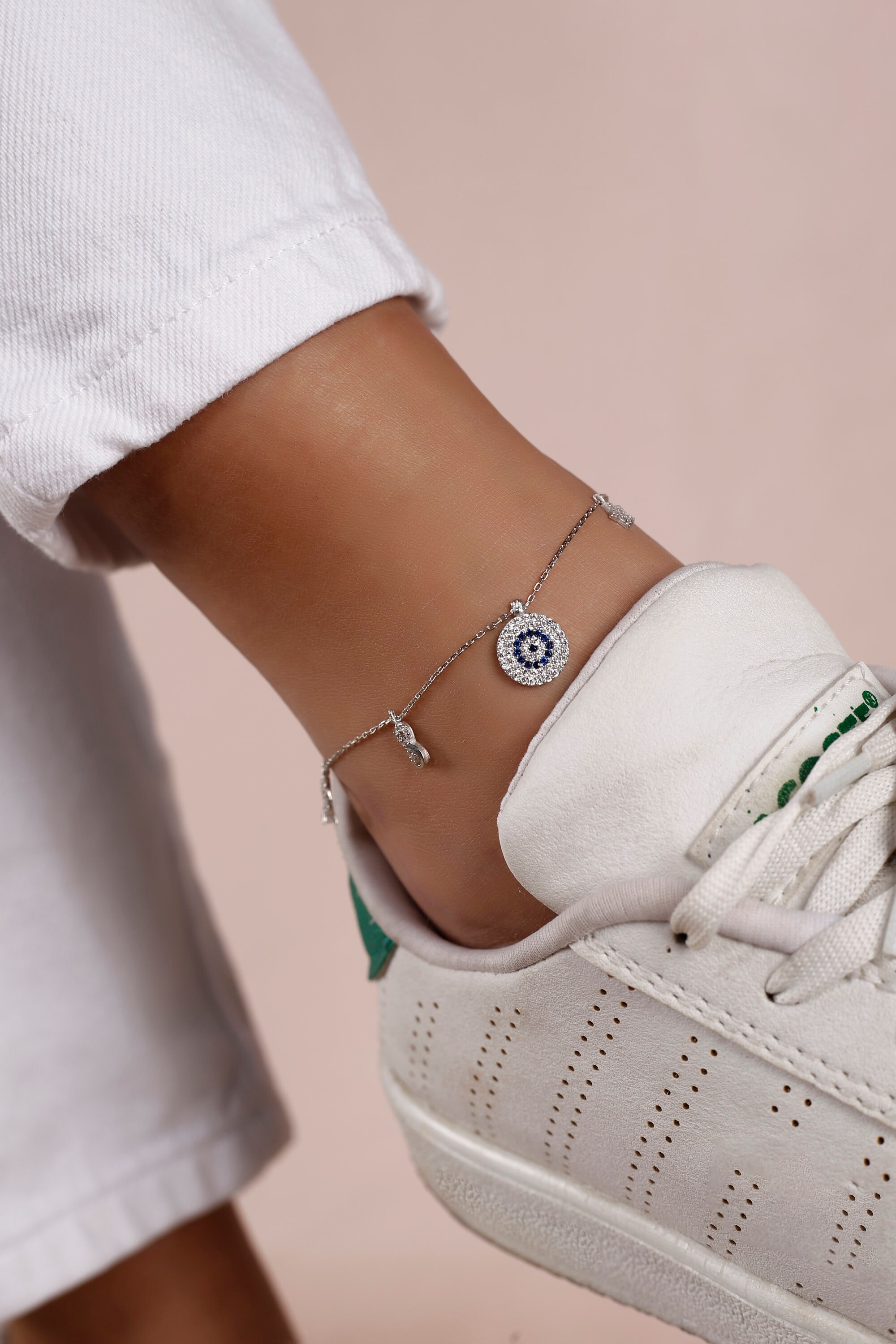 Evil Eye Chance Silver Ankletsterling Silver Anklet Anklet - Etsy