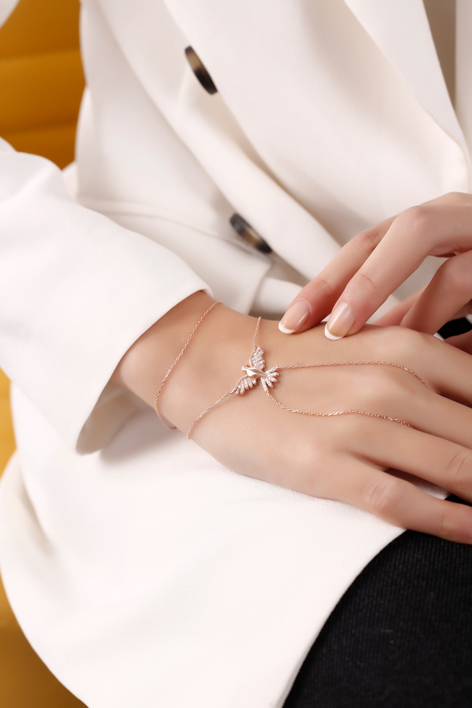 925k Silver Phoenix Hand Chain , Silver Chain Bracelet , Silver Bashmer ...