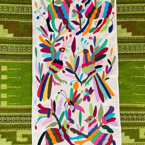 Colorful Rainbow Tenango Otomi Hand Embroidered Vertical Table Runner ...