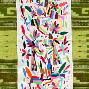 Colorful Rainbow Tenango Otomi Hand Embroidered Vertical Table - Etsy