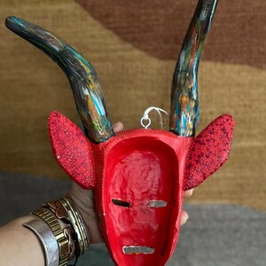 Oaxacan Carnaval Wooden Decorative Mini Devil Mask Featuring Arachnids ...