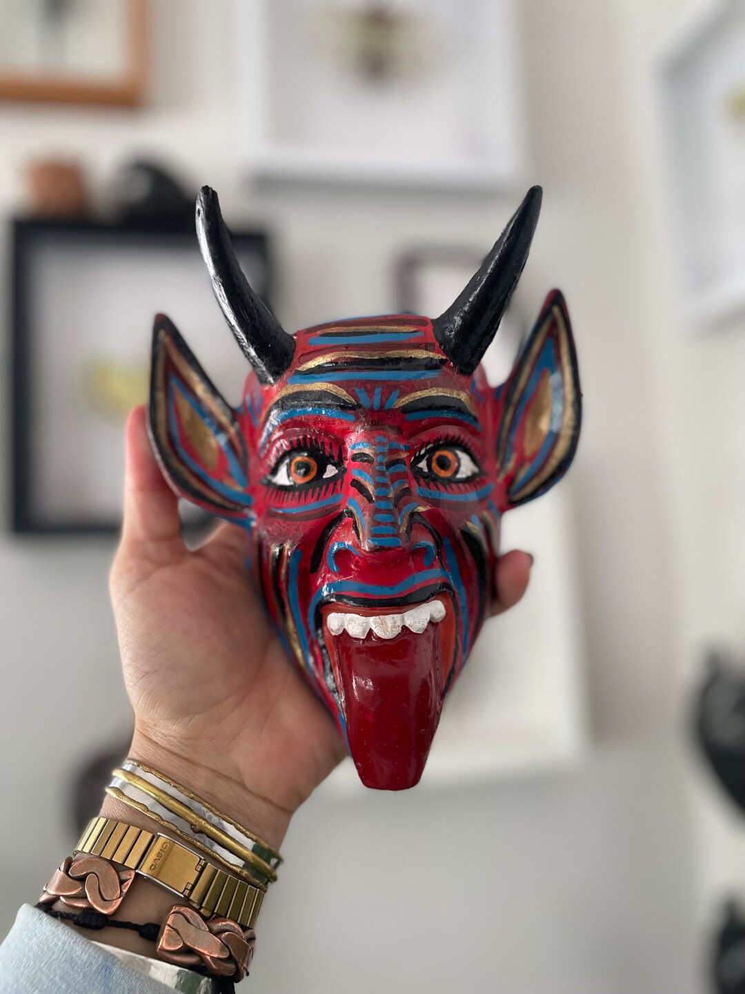 Small Mexican Horned Demon Mask—mascara De Demonio - Etsy