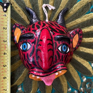 Red and Black Horned Demon Coconut Shell Mexican Mask—unique Piece - Etsy