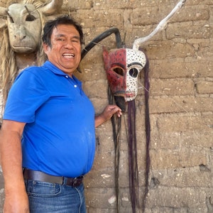 Oaxacan Carnaval Wooden Decorative Mini Devil Mask Featuring Arachnids ...